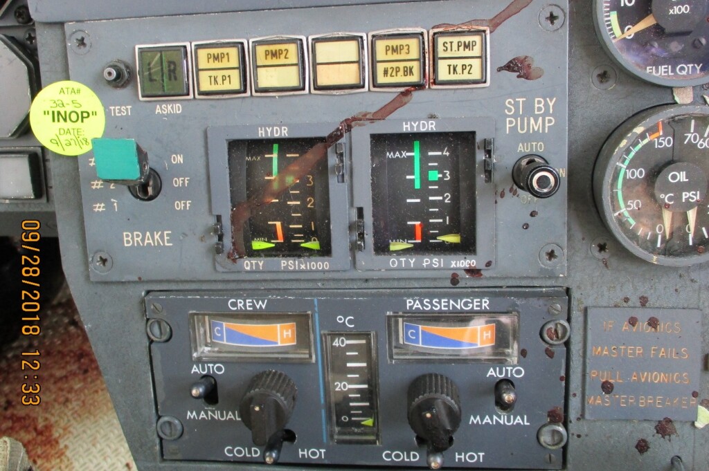 N114TD Falcon 50 GWU Runway Excursion brake INOP placard - Aerossurance