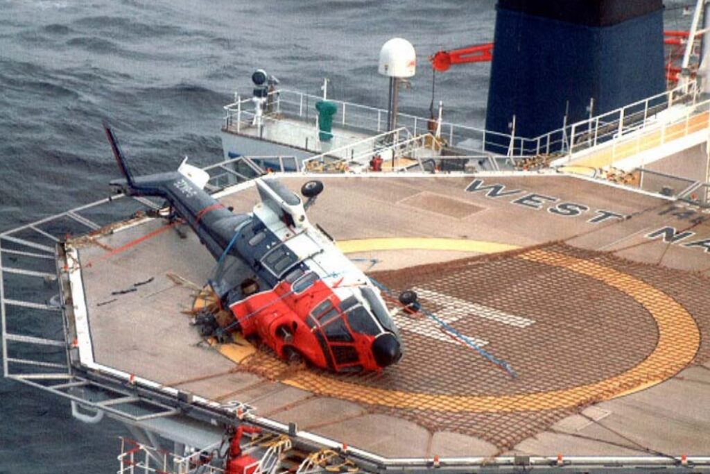 CHC Scotia AS332L Rollover on West Navion Helideck After Loss of ...